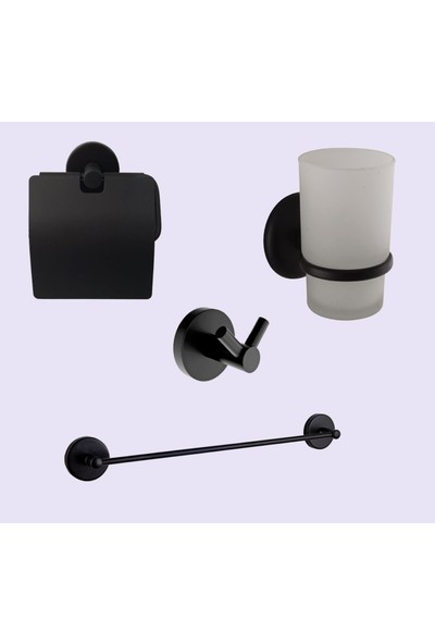 Lara New Black 4 Parça Banyo Seti