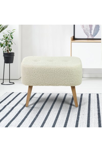 Messline - Raised Ahşap Ayaklı Kumaş Puf Bench Makyaj Sandalyesi Messline - Raised Ahşap Ayaklı Kumaş Puf Bench Makyaj Sandalyesi