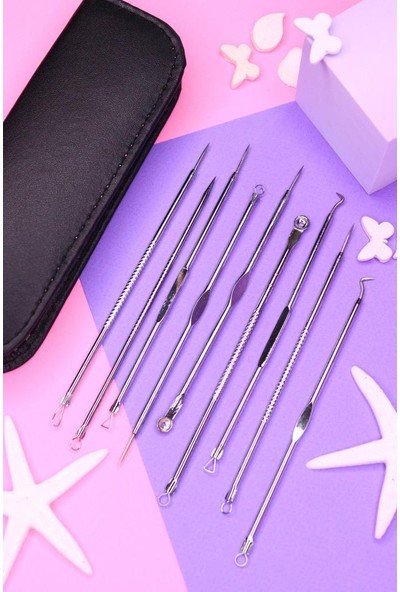 Mujgan Deri Çantalı 9'lu Akne-Siyah Nokta Temizleyici Komedon Seti