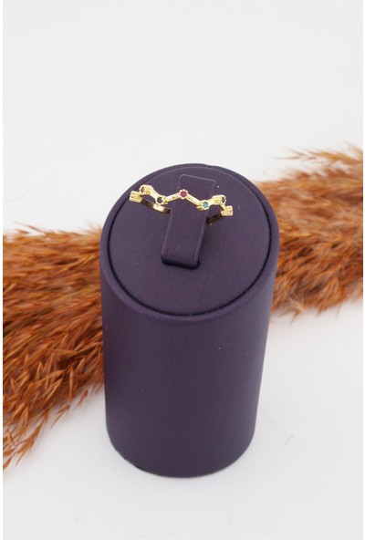 By Zeyna Aksesuar Kadın Ayarlanabilir Zirkon Mix Taşlı Zigzag Yüzük