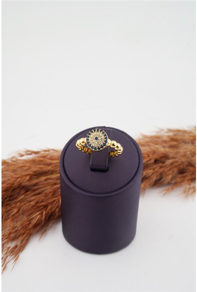 By Zeyna Aksesuar Kadın Ayarlanabilir Zirkon Taşlı Nazar Figürlü Yüzük