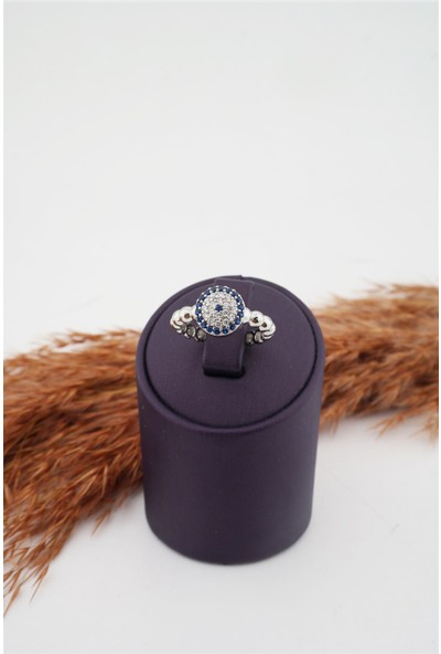 By Zeyna Aksesuar Kadın Ayarlanabilir Zirkon Taşlı Nazar Figürlü Yüzük