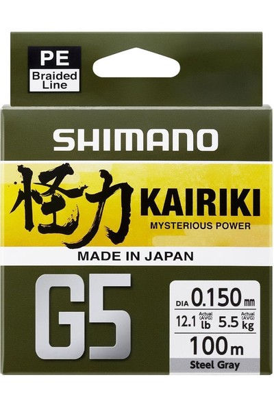 Shimano Line Kairiki G5 150MT 0.18MM Ip Misina (Steel Gray)