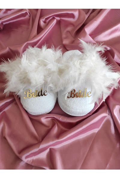 Gümüş Yazılı Bride Gelin Terliği
