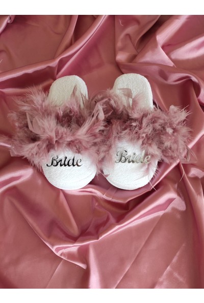 Lasilla Pudra Tüylü Gelin Terlik