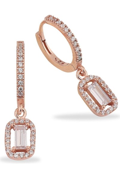 Baget Taşlı Gümüş Küpe