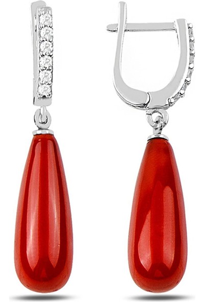 Mercan Drop Kırmızı Damla Küpe Mercan Drop Kırmızı Damla Küpe