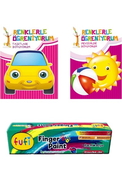 Neon Plus Boyama Kitabı 2 Adet ve Fufi Parmak Boyası 6 Renk Neon Plus Boyama Kitabı 2 Adet ve Fufi Parmak Boyası 6 Renk