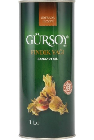 Gürsoy Rafine Fındık Yağı Metal Teneke 1 lt x 4 Gürsoy Rafine Fındık Yağı Metal Teneke 1 lt x 4