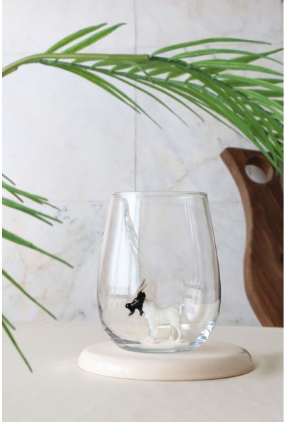 Adamodart Beyaz Keçi Figürlü Dekoratif Tekli Su Bardağı Adamodart Beyaz Keçi Figürlü Dekoratif Tekli Su Bardağı