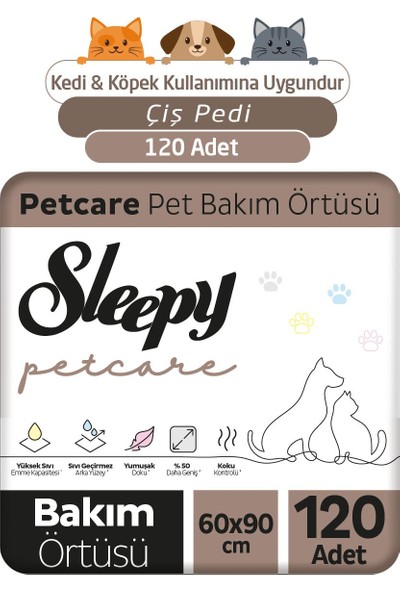 Sleepy Petcare Pet Bakım Örtüsü 60X90 cm 4X30 (120 Adet) Sleepy Petcare Pet Bakım Örtüsü 60X90 cm 4X30 (120 Adet)