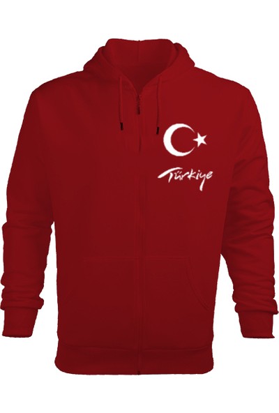 Tisho Türkiye Bayrağı Erkek Kapşonlu Fermuarlı