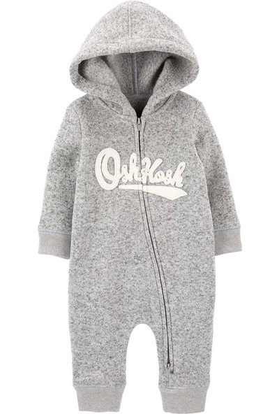 OshKosh B'Gosh Erkek Bebek Kapüşonlu Uzun Kollu Tulum Gri OshKosh B'Gosh Erkek Bebek Kapüşonlu Uzun Kollu Tulum Gri