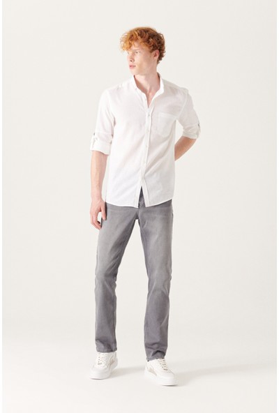 AVVA Erkek Gri Regular Fit Jean Pantolon A21Y3569