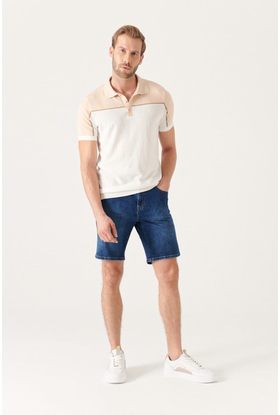 AVVA Erkek Lacivert 5 Cepli Denim Şort E003653