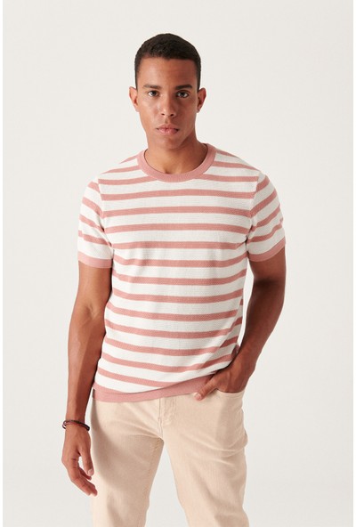 AVVA Erkek Gül Kurusu Bisiklet Yaka Çizgili Kısa Kol Kazak A21Y5018 AVVA Erkek Gül Kurusu Bisiklet Yaka Çizgili Kısa Kol Kazak A21Y5018