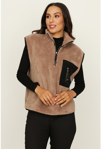 Select Moda Kadın Kahverengi Cep Detaylı Peluş Süveter Select Moda Kadın Kahverengi Cep Detaylı Peluş Süveter