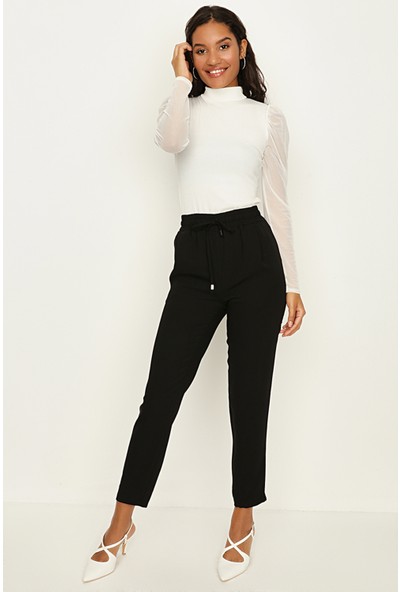 Select Moda Kadın Siyah Beli Lastikli Rahat Kesim Pantolon Select Moda Kadın Siyah Beli Lastikli Rahat Kesim Pantolon