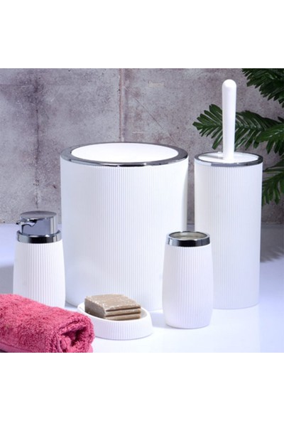 Barok Yuvarlak 5 Parça Banyo Takımı Beyaz