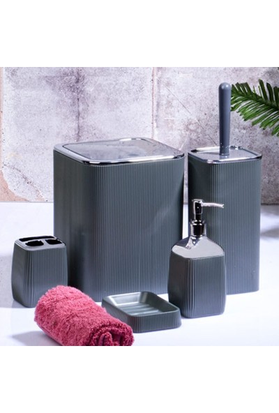 Barok Kare 5 Parça Banyo Takımı Füme