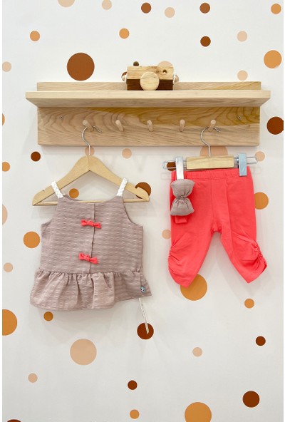 Damla Kız Bebek Bej Fiyonk Bandanalı Takım
