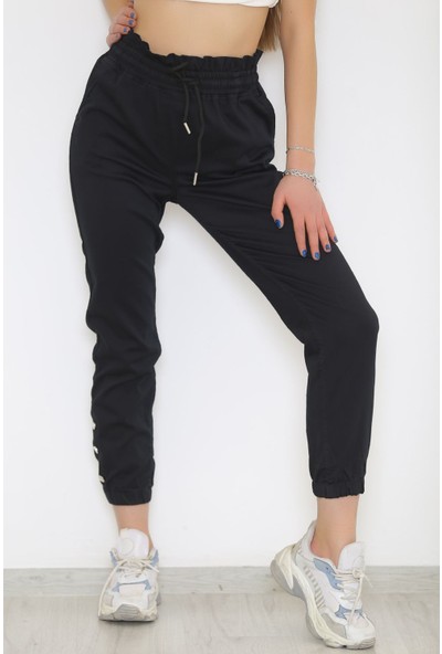 New Fashion Paça Çıtçıtlı Pantolon Siyah - 8985.160.