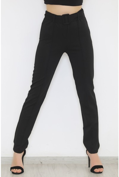 New Fashion Kemerli Pantolon Siyah - 20149.101.