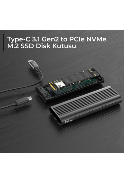 Bix BX05HD Type-C To Pcle Nvme M.2 Alüminyum SSD Kutusu