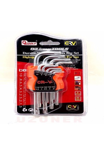 Züka Yıldız Alyan Anahtar Takımı Delikli Set Uzun 9'lu Metalik Gri