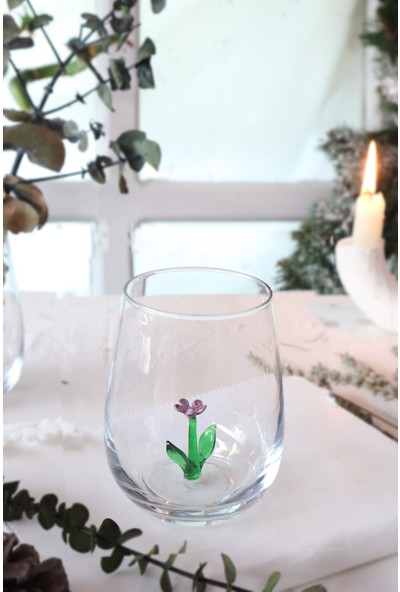 Adamodart Mor Papatya Tasarım Tekli Su Bardağı Adamodart Mor Papatya Tasarım Tekli Su Bardağı