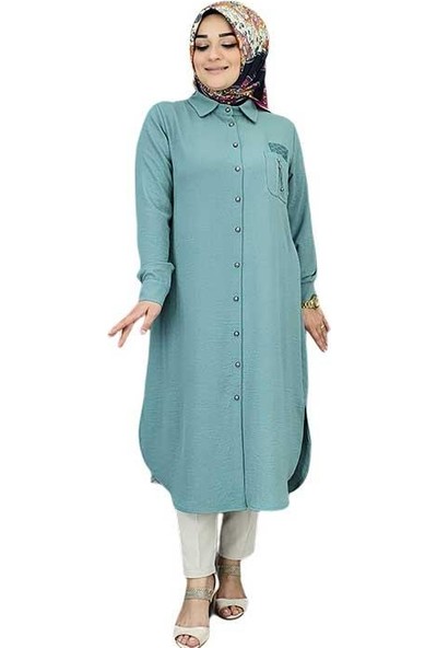 Kadın Cebi Dantel Detaylı Tesettur Gömlek Kadın Cebi Dantel Detaylı Tesettur Gömlek