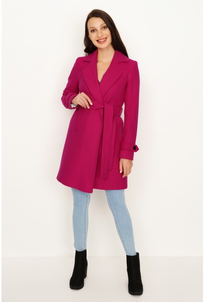 Select Moda Kadın Mürdüm Kemerli Gabardin Kumaş Kaban Select Moda Kadın Mürdüm Kemerli Gabardin Kumaş Kaban
