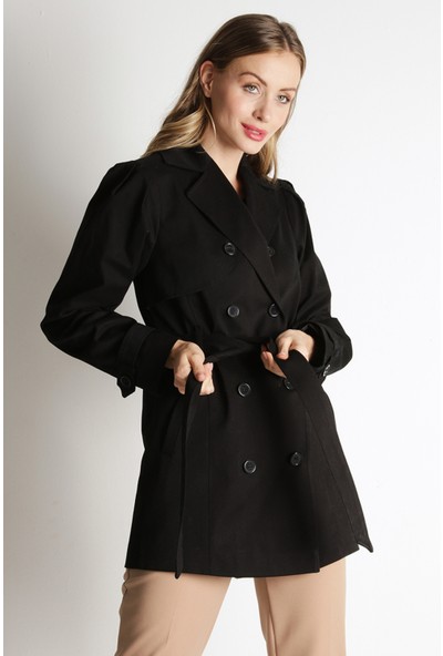 Select Moda Kadın Krem Kemerli Düğme Kapamalı Trençkot Select Moda Kadın Krem Kemerli Düğme Kapamalı Trençkot