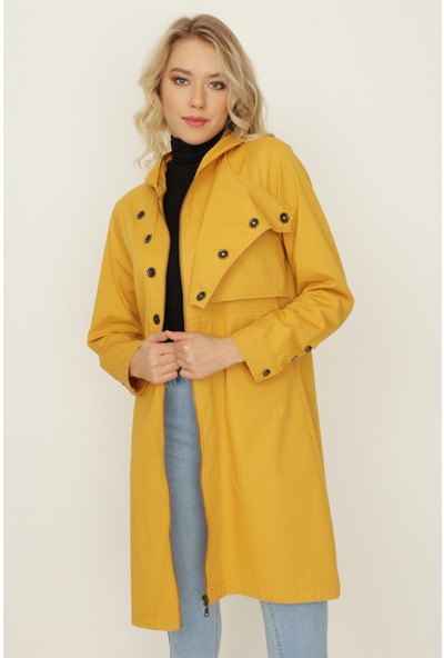 Select Moda Kadın Gül Kurusu Kapüşonlu Fermuarlı ve Çıtçıt Kapamalı Trençkot Select Moda Kadın Gül Kurusu Kapüşonlu Fermuarlı ve Çıtçıt Kapamalı Trençkot