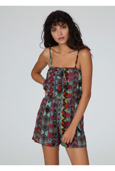 Select Moda Kadın Desenli Askılı Tulum Select Moda Kadın Desenli Askılı Tulum