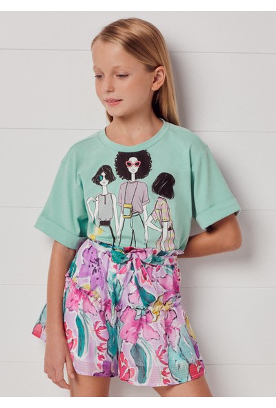 Mayoral Kız Çocuk Baskılı Tişört 6022