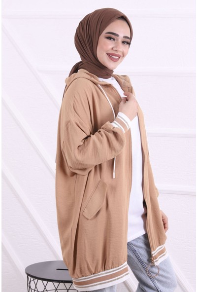 İkoll Kontrast Trikolu Cepli Basic Kap-Camel