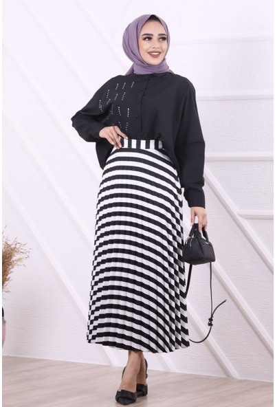 First Angeles Taş Işlemeli Kısa Gömlek-Siyah