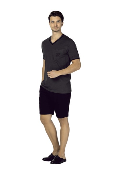 D'S Damat Erkek Şortlu Antrasit Pijama Takımı 1022