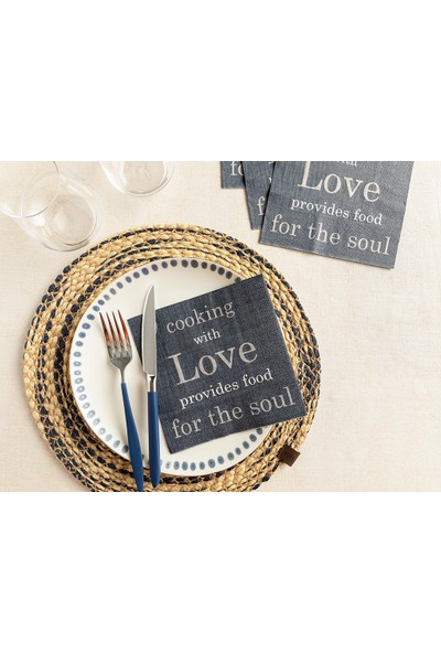 English Home Love Kağıt 20'li Kağıt Peçete 33X33 cm Lacivert