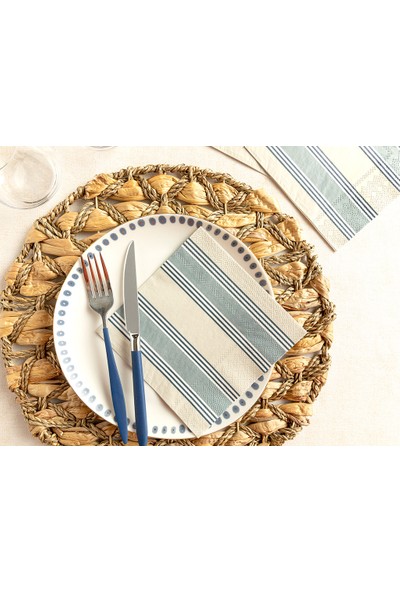 English Home Sailor's Anchor Kağıt 20'li Kağıt Peçete 33X33 cm Beyaz - Mavi