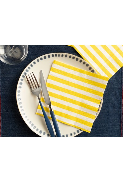 English Home Big Stripes Kağıt 20'li Kağıt Peçete 33X33 cm Sarı