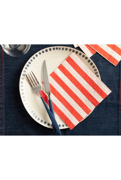 English Home Big Stripes Kağıt 20'li Kağıt Peçete 33X33 cm Kırmızı