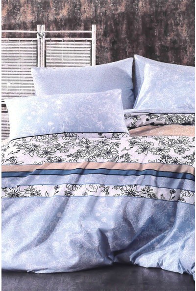 Lemis & Gold 200X220 Çift Kişilik Nevresim Seti - Krem Mavi