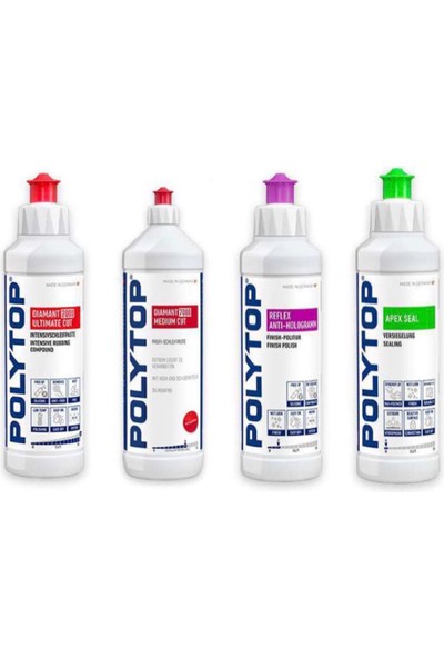 Polytop 2000 Agresif Pasta 7000 Ince Pasta Reflex Hare ve Apex Boya Koruma Seti 250 ml Polytop 2000 Agresif Pasta 7000 Ince Pasta Reflex Hare ve Apex Boya Koruma Seti 250 ml