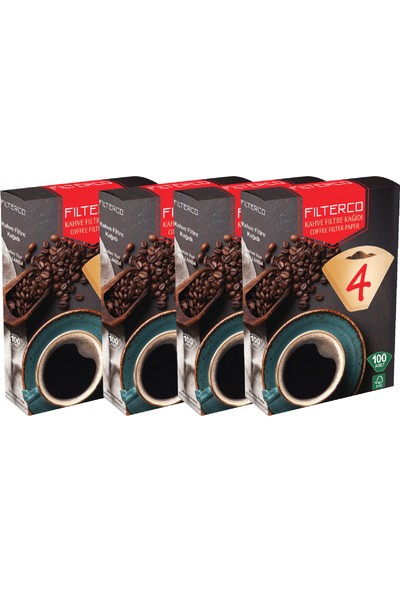 Filterco Filtre Kahve Kağıdı 4 Numara 4 x 100'lü Filterco Filtre Kahve Kağıdı 4 Numara 4 x 100'lü