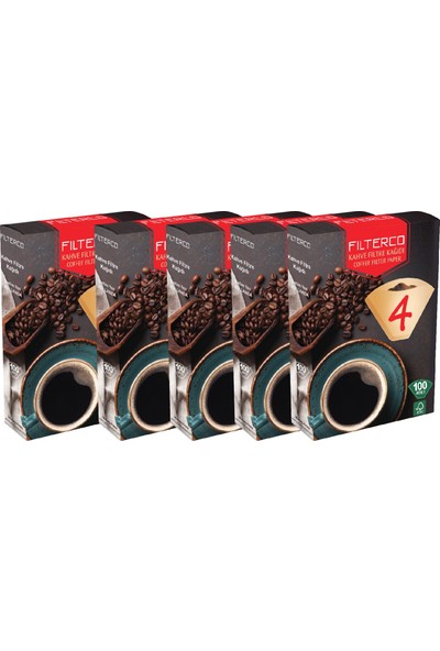 Filterco Filtre Kahve Kağıdı 4 Numara 5 x 100'lü Filterco Filtre Kahve Kağıdı 4 Numara 5 x 100'lü