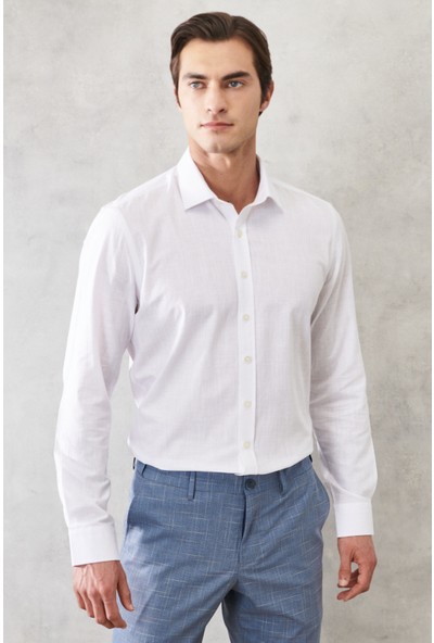 AC&Co / Altınyıldız Classics Slim Fit Dar Kesim %100 Pamuk Flamlı Gömlek AC&Co / Altınyıldız Classics Slim Fit Dar Kesim %100 Pamuk Flamlı Gömlek