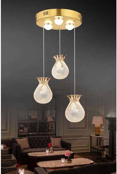 Dekorluna Nikola 3'lü Gold LED Avize