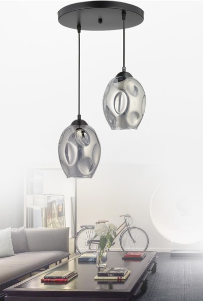 Dekorluna Rocco 2'li Eskitme Füme Camlı Modern Avize Dekorluna Rocco 2'li Eskitme Füme Camlı Modern Avize